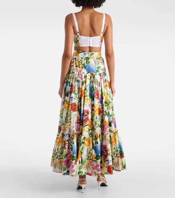 Dolce & Gabbana Floral Cotton-blend Poplin Bra Top - White