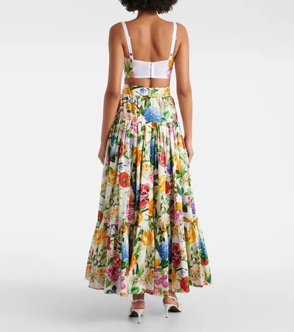 Dolce & Gabbana Floral Cotton-blend Poplin Bra Top