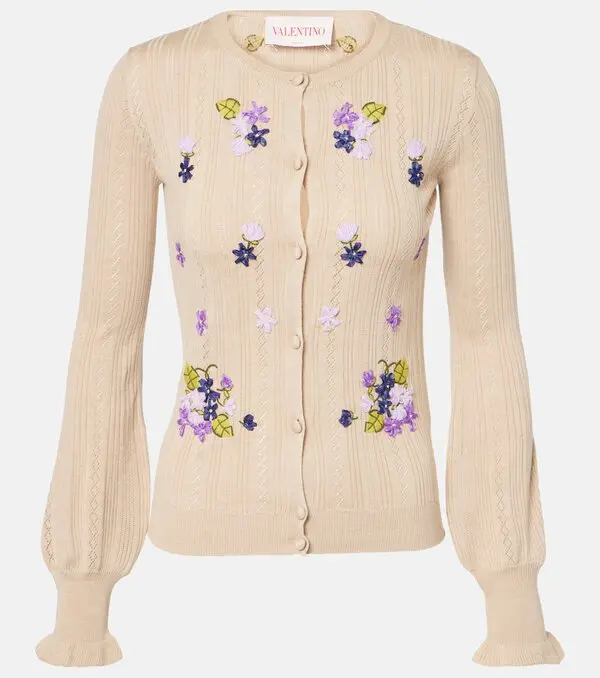Valentino Garavani Embroidered Virgin Wool Cardigan