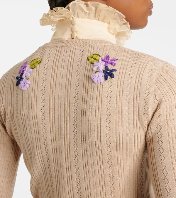 Valentino Garavani Embroidered Virgin Wool Cardigan