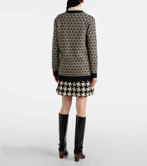 Valentino Garavani Toute La V Virgin Wool Jacquard Cardigan