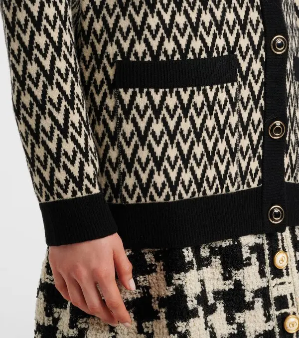 Valentino Garavani Toute La V Virgin Wool Jacquard Cardigan