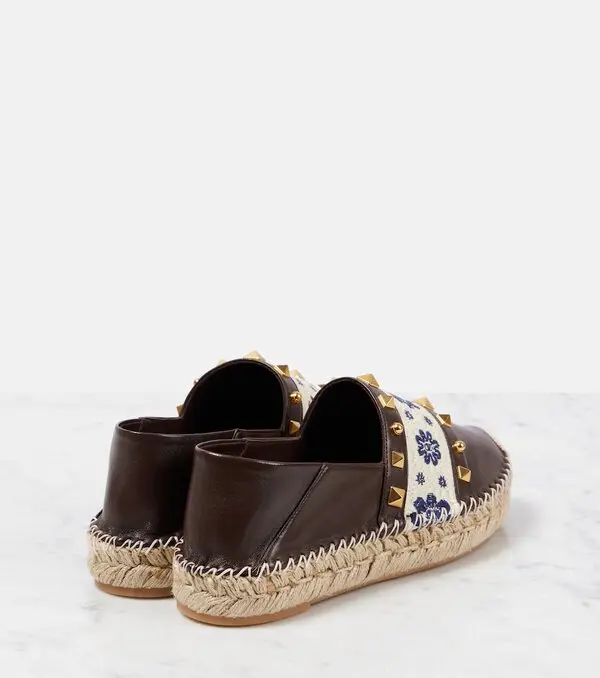 Valentino Garavani County Rockstud Leather Espadrilles