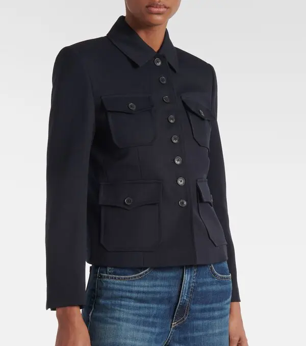 NILI LOTAN Jamison Virgin Wool Jacket - Blue