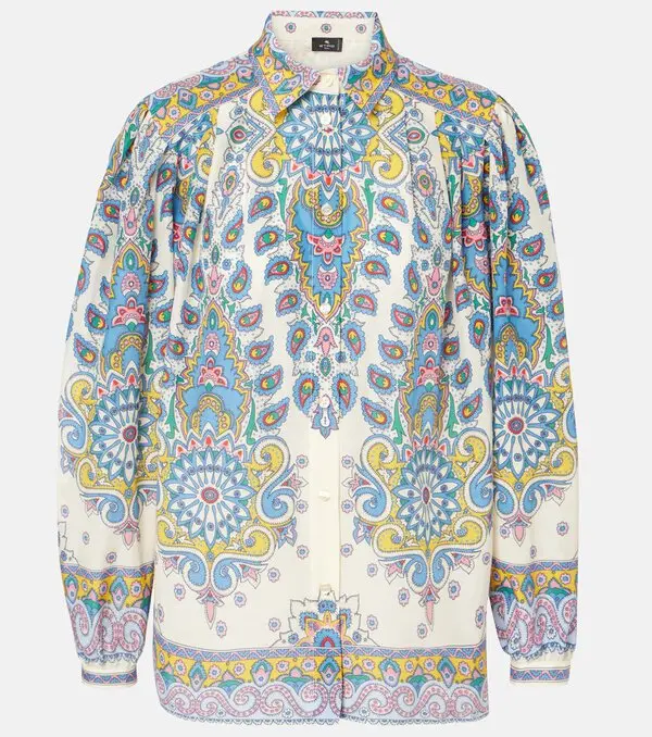 Etro Paisley Cotton And Silk Shirt - Blue