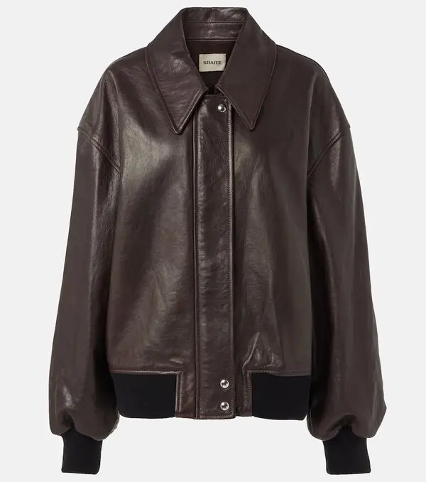 Khaite Shelman Leather Blouson - Brown