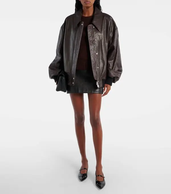 Khaite Shelman Leather Blouson - Brown