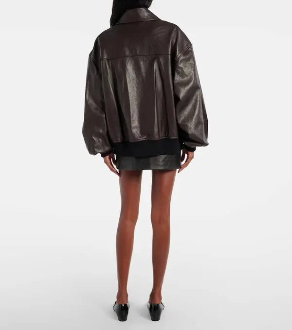 Khaite Shelman Leather Blouson - Brown