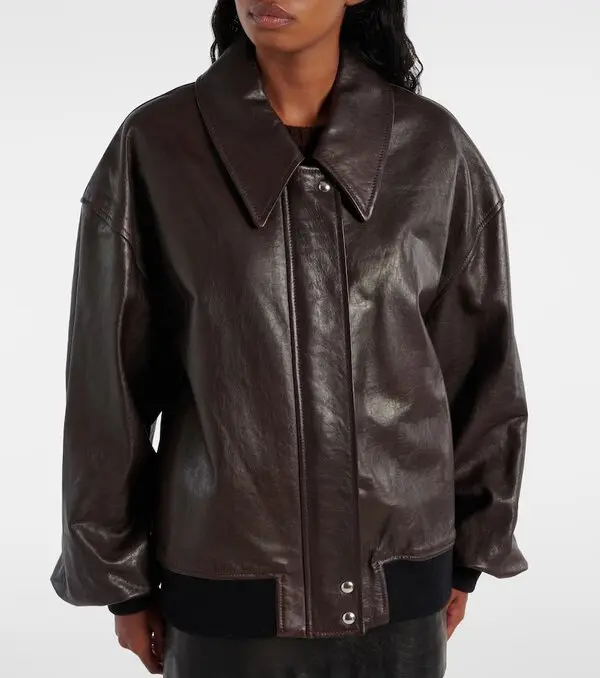 Khaite Shelman Leather Blouson - Brown