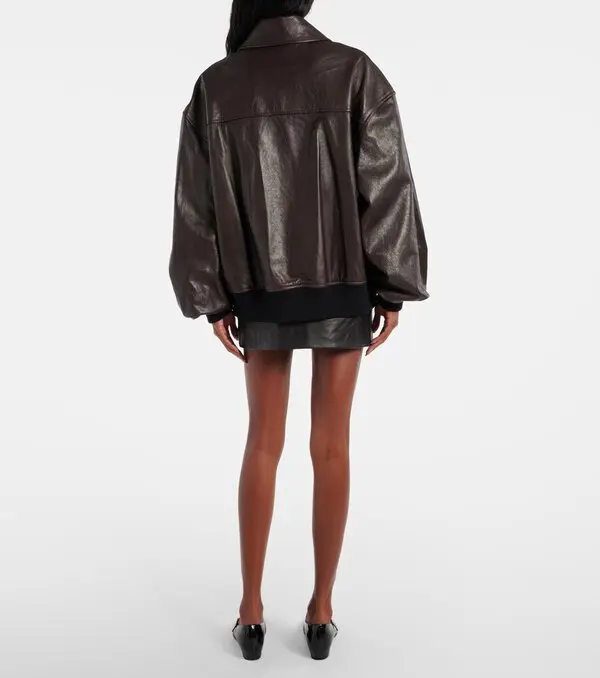 Khaite Shelman Leather Blouson - Brown