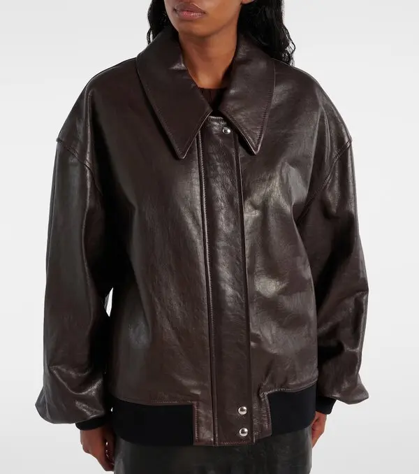 Khaite Shelman Leather Blouson - Brown