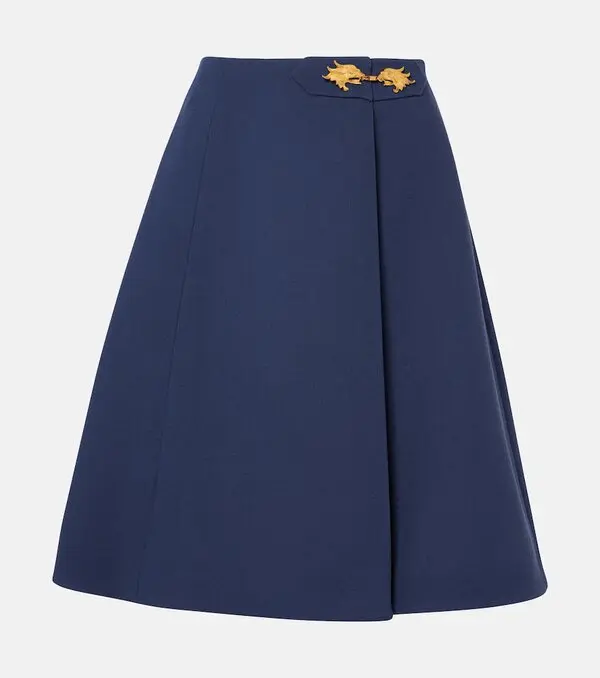 Valentino Garavani Virgin Wool Crêpe Midi Skirt - Blue