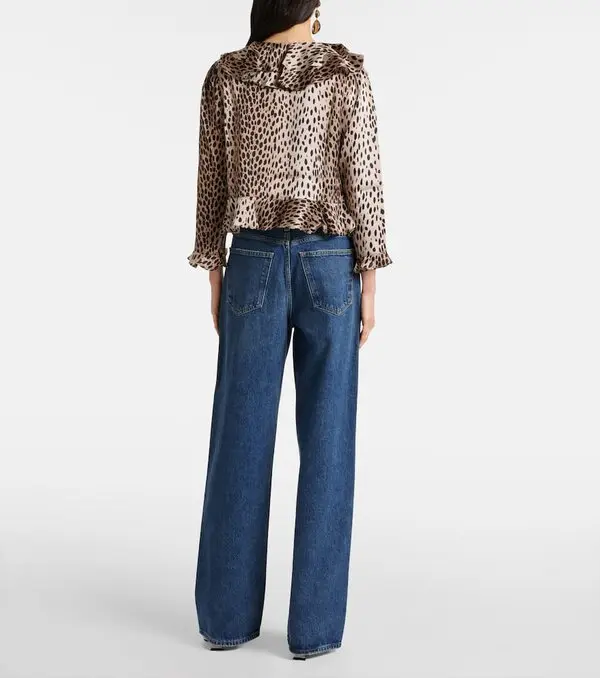 Rixo Atlas Leopard-print Silk Blouse