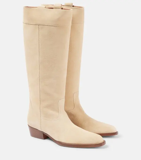 Paris Texas Helena 35 Suede Cowboy Boots - Beige