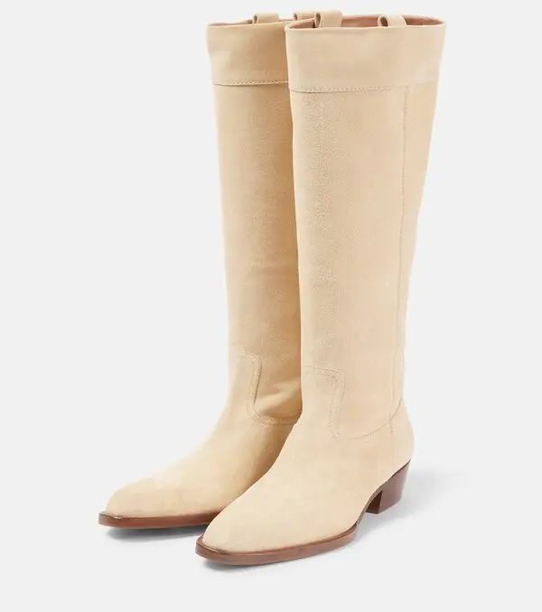 Paris Texas Helena 35 Suede Cowboy Boots - Beige