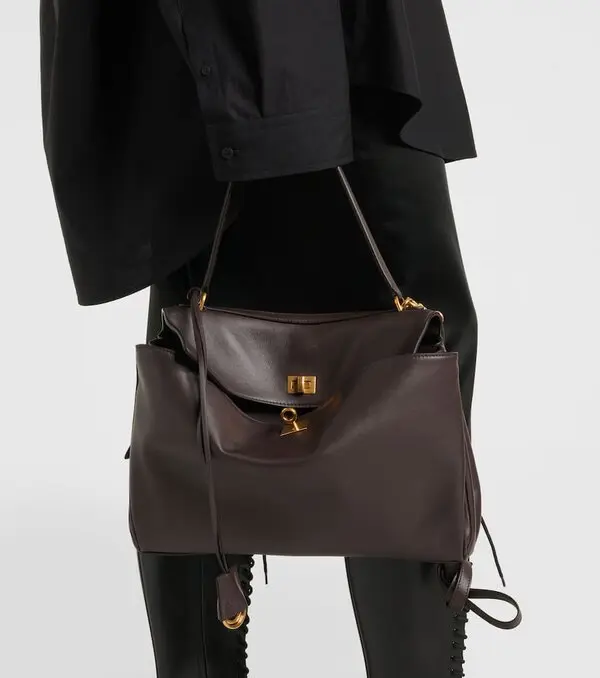 Balenciaga Rodeo Medium Leather Tote Bag - Brown