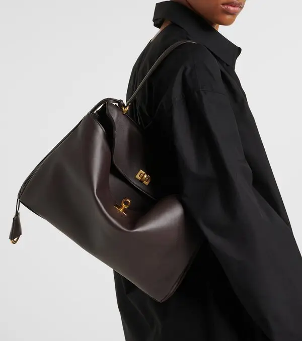 Balenciaga Rodeo Medium Leather Tote Bag - Brown