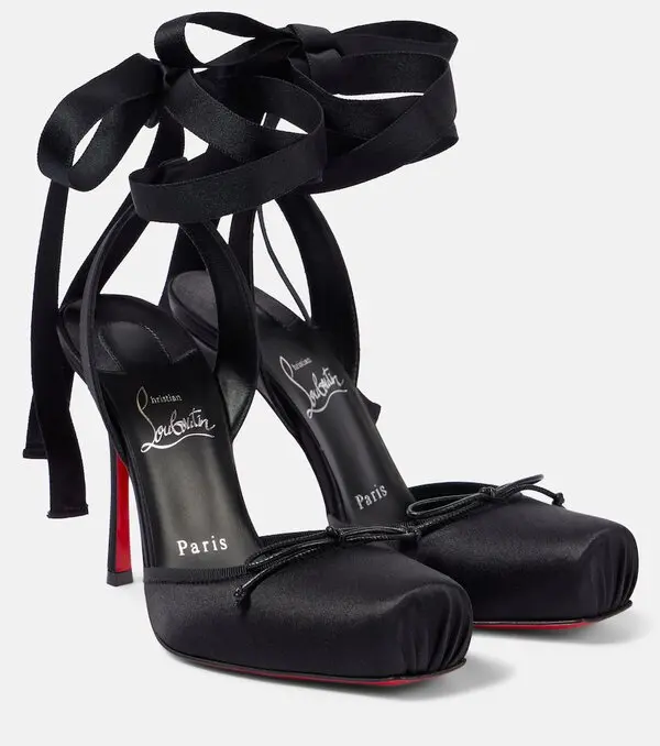 CHRISTIAN LOUBOUTIN Cassia Lace Up 100 Satin Crêpe Pumps - Black