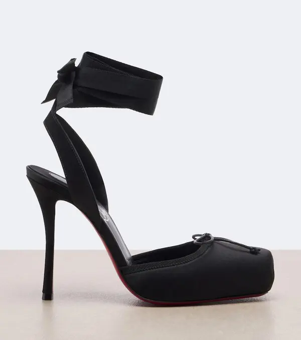 CHRISTIAN LOUBOUTIN Cassia Lace Up 100 Satin Crêpe Pumps - Black