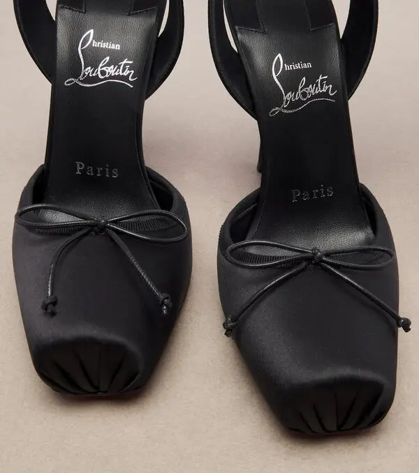 CHRISTIAN LOUBOUTIN Cassia Lace Up 100 Satin Crêpe Pumps - Black