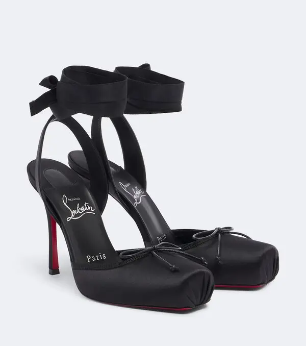 CHRISTIAN LOUBOUTIN Cassia Lace Up 100 Satin Crêpe Pumps - Black