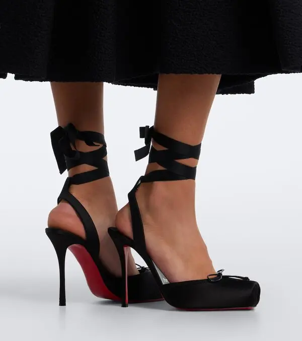 CHRISTIAN LOUBOUTIN Cassia Lace Up 100 Satin Crêpe Pumps - Black