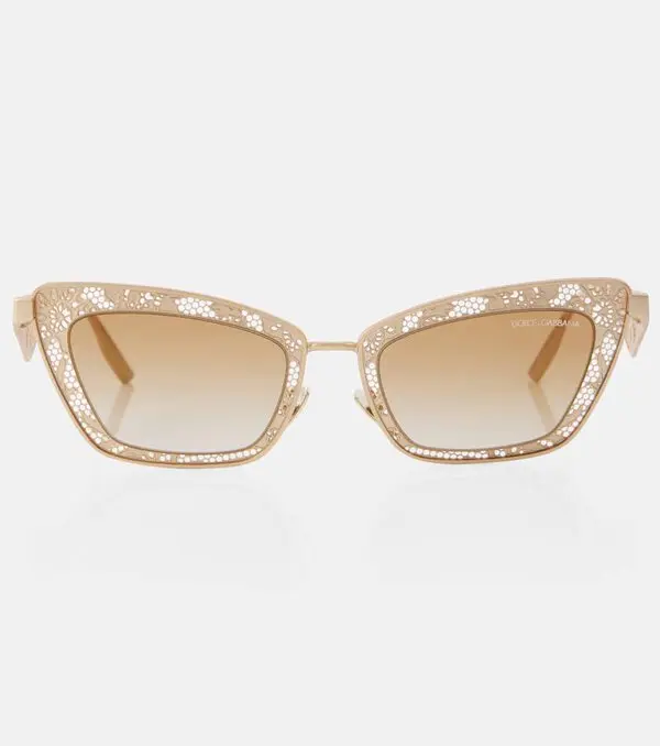 Dolce & Gabbana Lace Cat-eye Sunglasses - Gold