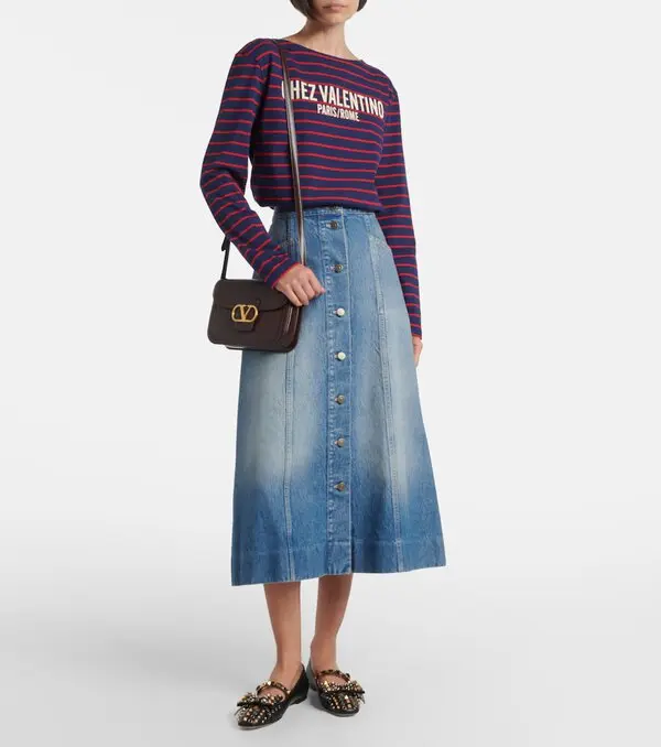 Valentino Garavani Denim Midi Skirt