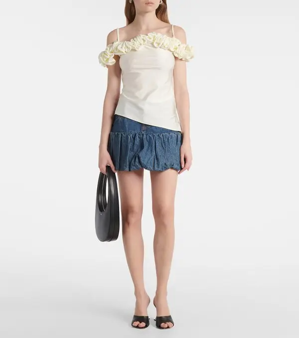 Coperni Ruffled Off-shoulder Top - White