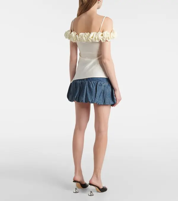 Coperni Ruffled Off-shoulder Top - White