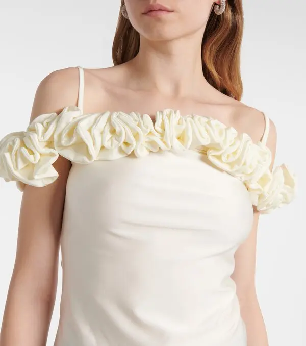 Coperni Ruffled Off-shoulder Top - White