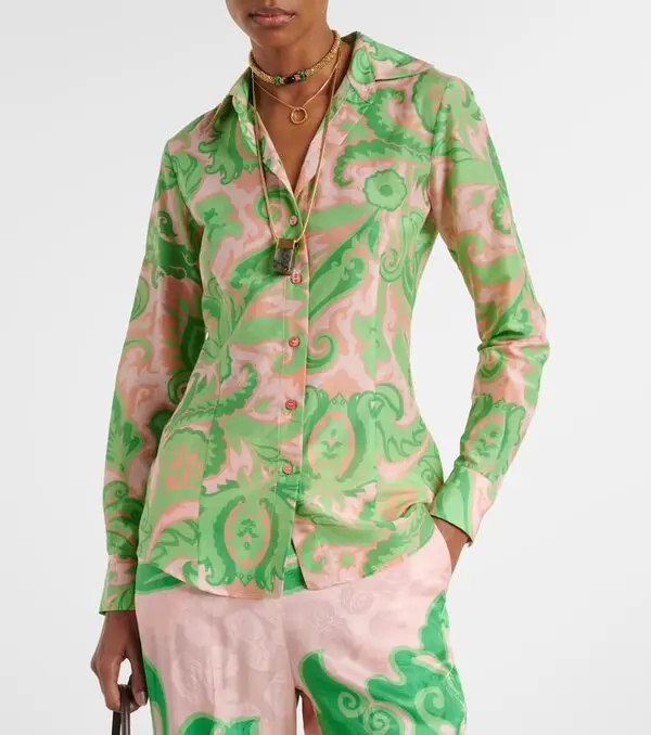 Etro Printed Cotton And Silk Shirt