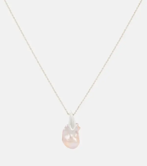 Bottega Veneta Sterling Necklace With Pearl Pendant - Silver