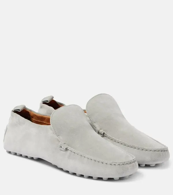 TOD'S Gommino Suede Driving Loafers - Grey