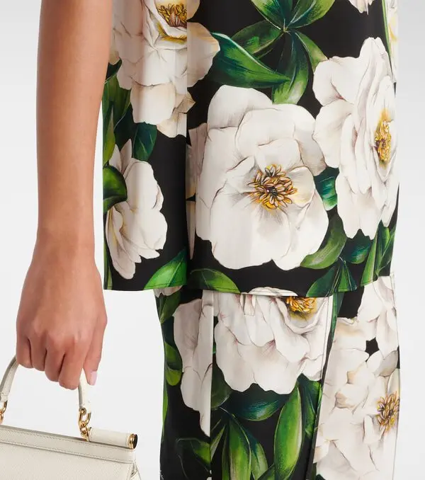 Dolce & Gabbana Floral Silk-blend Charmeuse Top