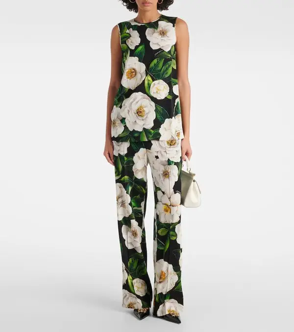 Dolce & Gabbana Floral Silk-blend Charmeuse Top