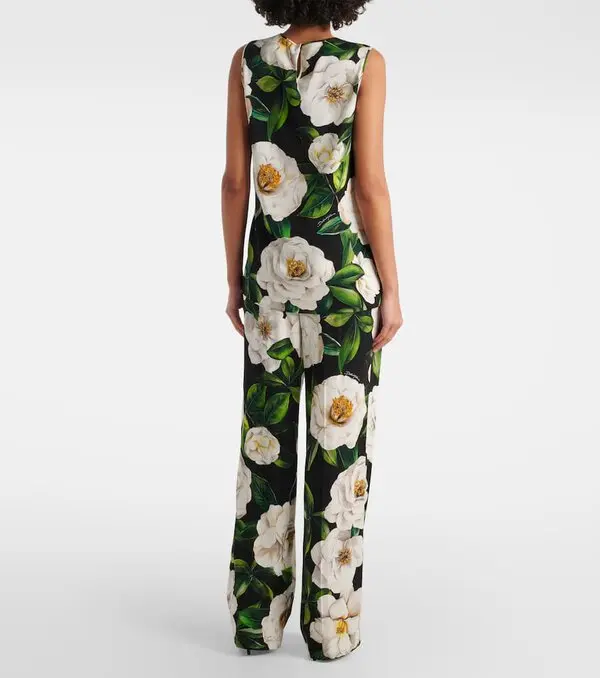 Dolce & Gabbana Floral Silk-blend Charmeuse Top