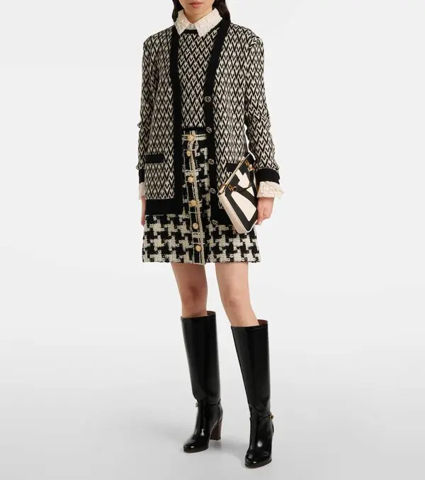 Valentino Garavani Toute La V Virgin Wool Jacquard Cardigan