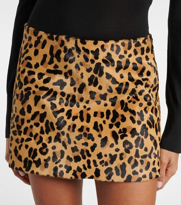 Alaïa Leopard-print Calf Hair Miniskirt
