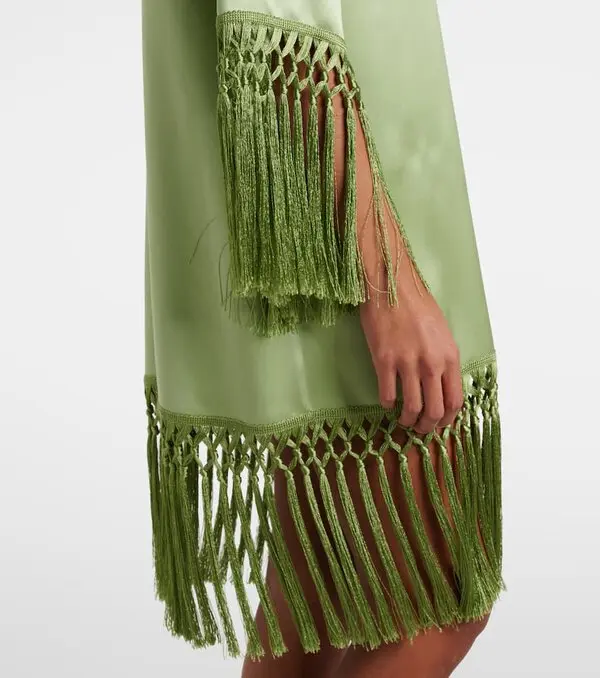 Valentino Garavani Fringed Silk Duchess Satin Tunic