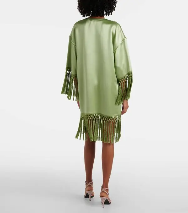 Valentino Garavani Fringed Silk Duchess Satin Tunic