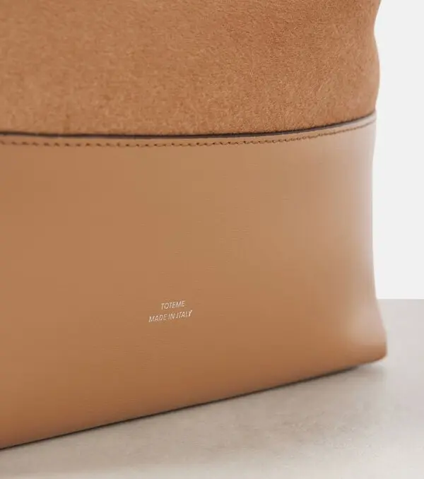 TOTEME Belted Leather-trimmed Wool Tote
