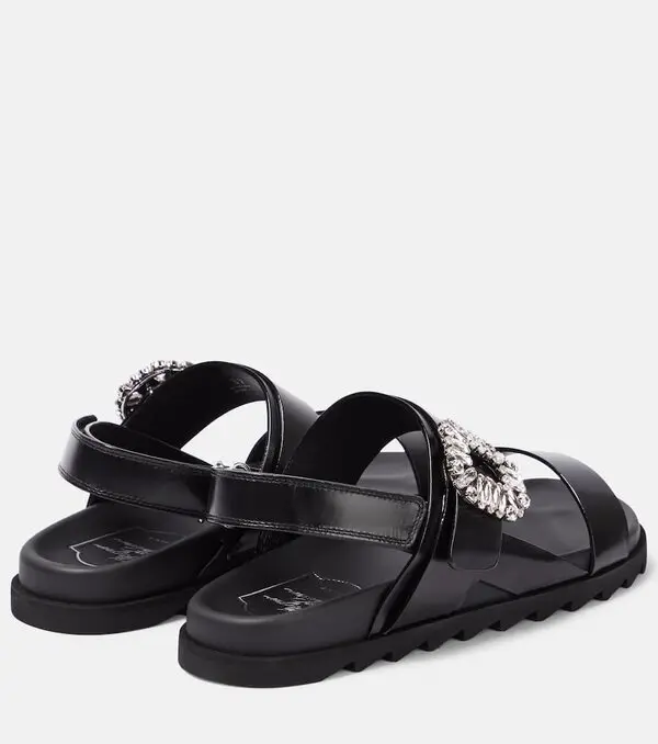 ROGER VIVIER Slidy Viv' Embellished Leather Sandals