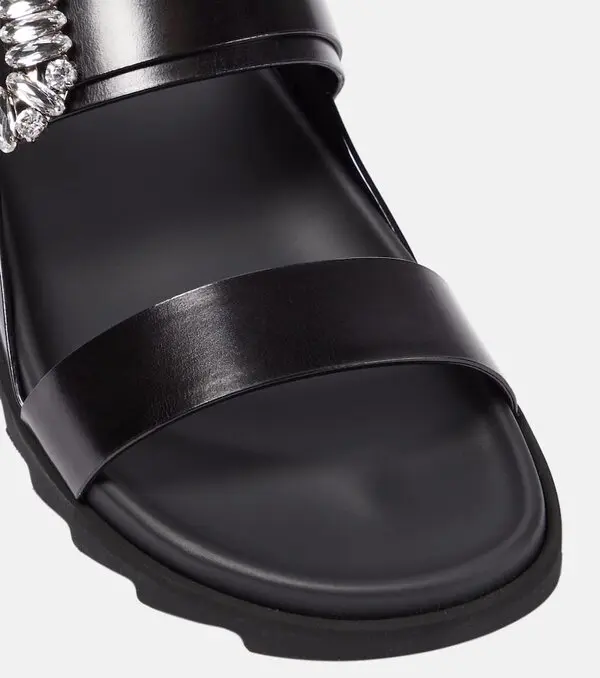 ROGER VIVIER Slidy Viv' Embellished Leather Sandals