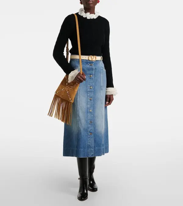 Valentino Garavani Denim Midi Skirt