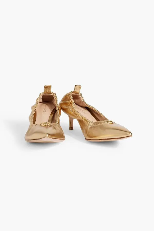 GIANVITO ROSSI Alina 55 Metallic Leather Pumps