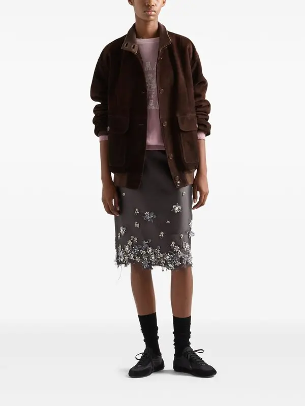 Prada Embroidered Midi Skirt