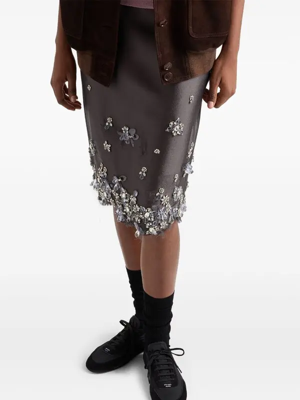 Prada Embroidered Midi Skirt