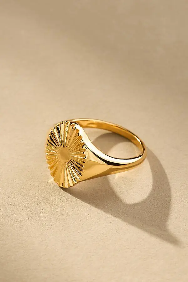 Anthropologie Sunburst Signet Ring - Gold