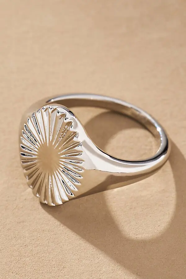 Anthropologie Sunburst Signet Ring - Silver